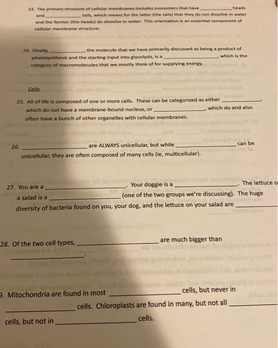 Solved 17. The four types of molecules that are essential | Chegg.com