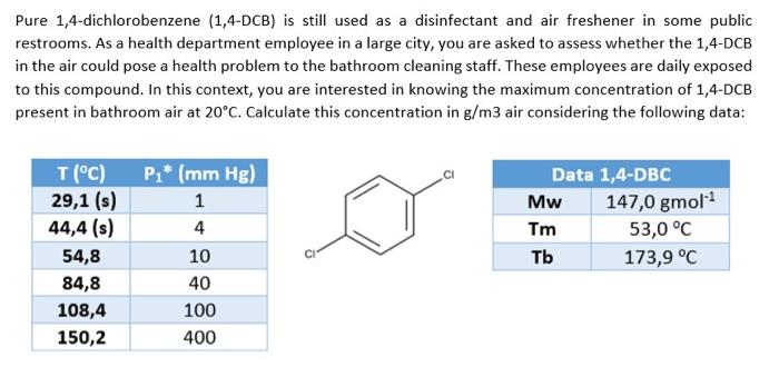 Pure 1,4-dichlorobenzene (1,4-DCB) is still used as a | Chegg.com