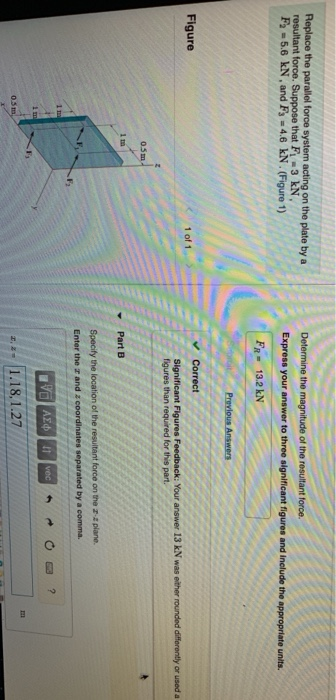 Solved Replace the parallel force system acting on the plate | Chegg.com