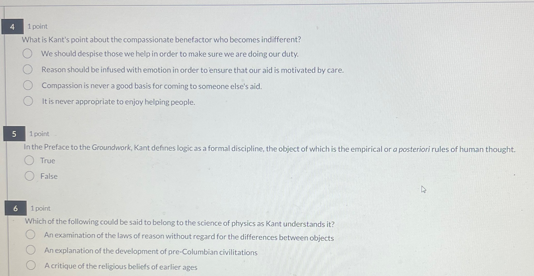 Solved 4What is Kant's point about the compassionate | Chegg.com