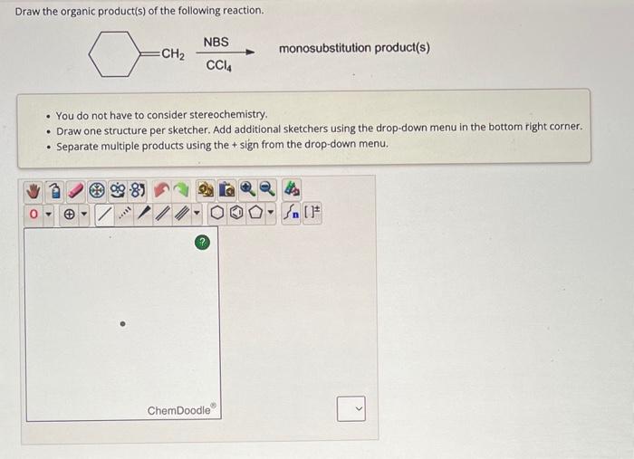 Solved Draw the organic product(s) of the following | Chegg.com