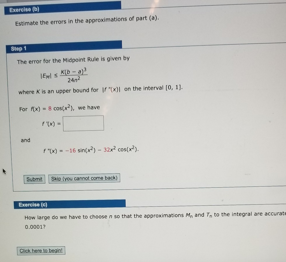 Solved Given the integral below, do the following. 8 cos(x2) | Chegg.com