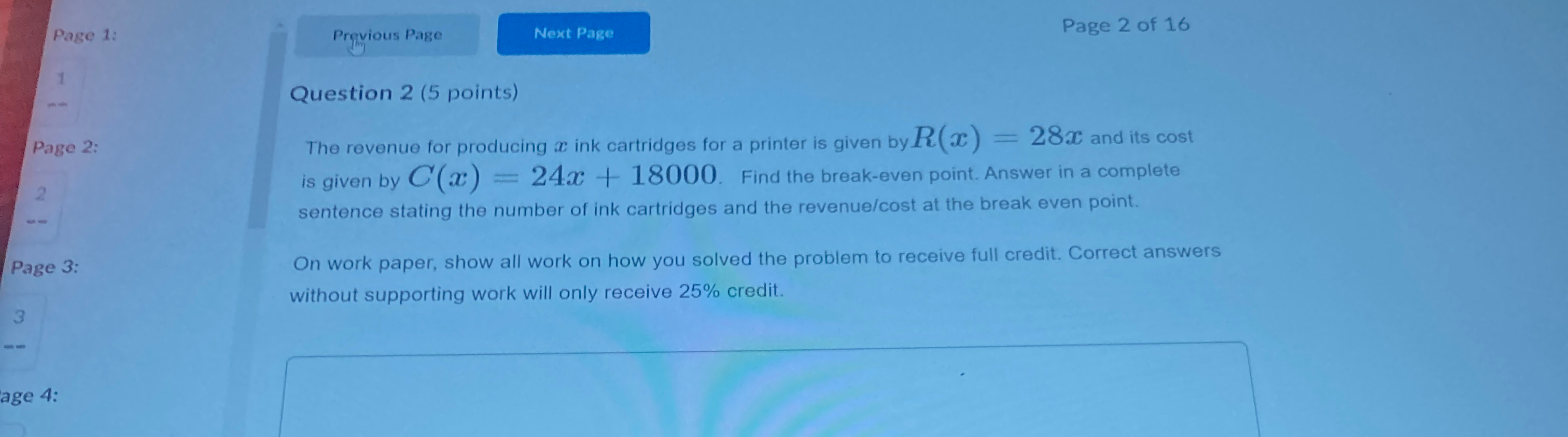 Solved Page 1pregvious Pagenext Pagepage 2 ﻿of 16question 