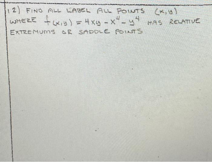 Solved 12) FINO ALL LABEL ALL POwts (x,y) fuiy ) = 4xy – x4 | Chegg.com