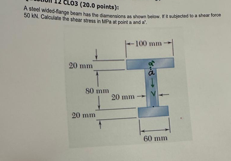 Solved A steel wided-flange beam has the diamensions as | Chegg.com