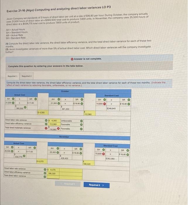 Solved Exercise 21-16 (Aigo) Computing and analyzing direct | Chegg.com