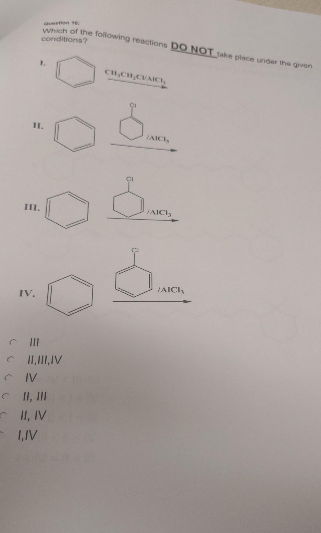 Solved Question 16: Which of the following reactions DO NOT | Chegg.com