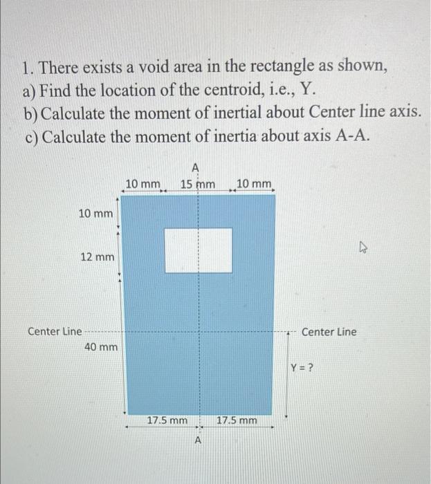 Solved 1. There exists a void area in the rectangle as | Chegg.com
