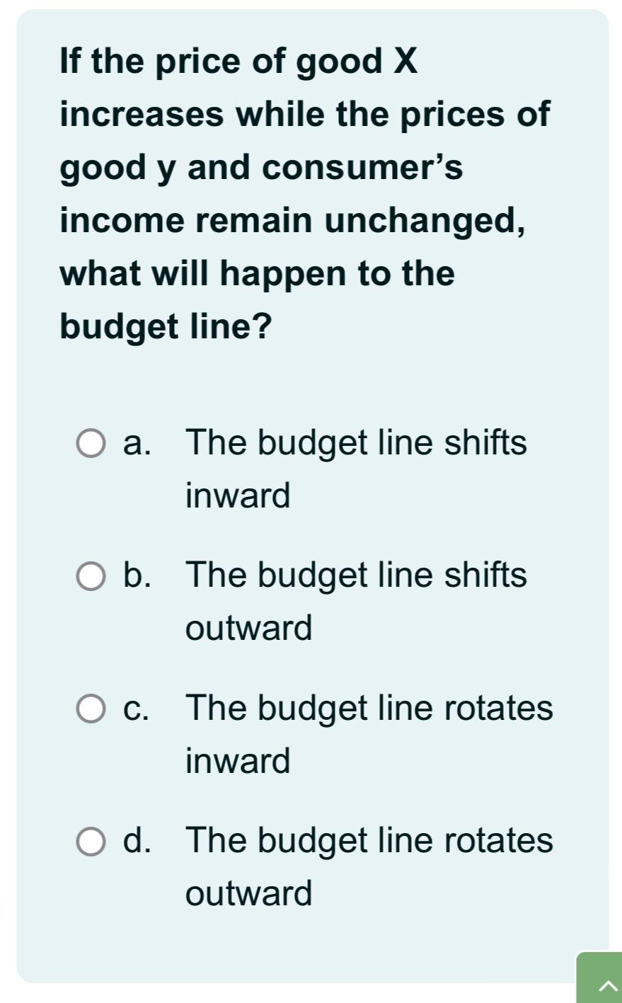 Solved If the price of good x ﻿increases while the prices of | Chegg.com
