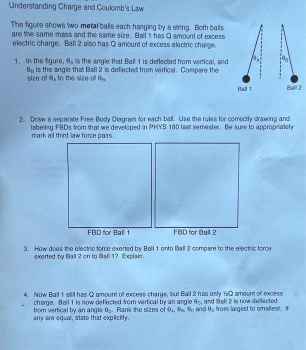 Solved 1. In the figure, θA is the angle that Ball 1 is | Chegg.com