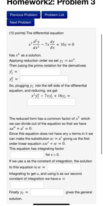 Solved Homework2: Problem 3 (10 points) The differential | Chegg.com