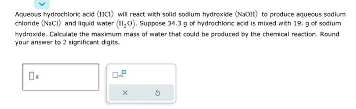 Solved Aqueous hydrochloric acid (HCl) will react with solid | Chegg.com