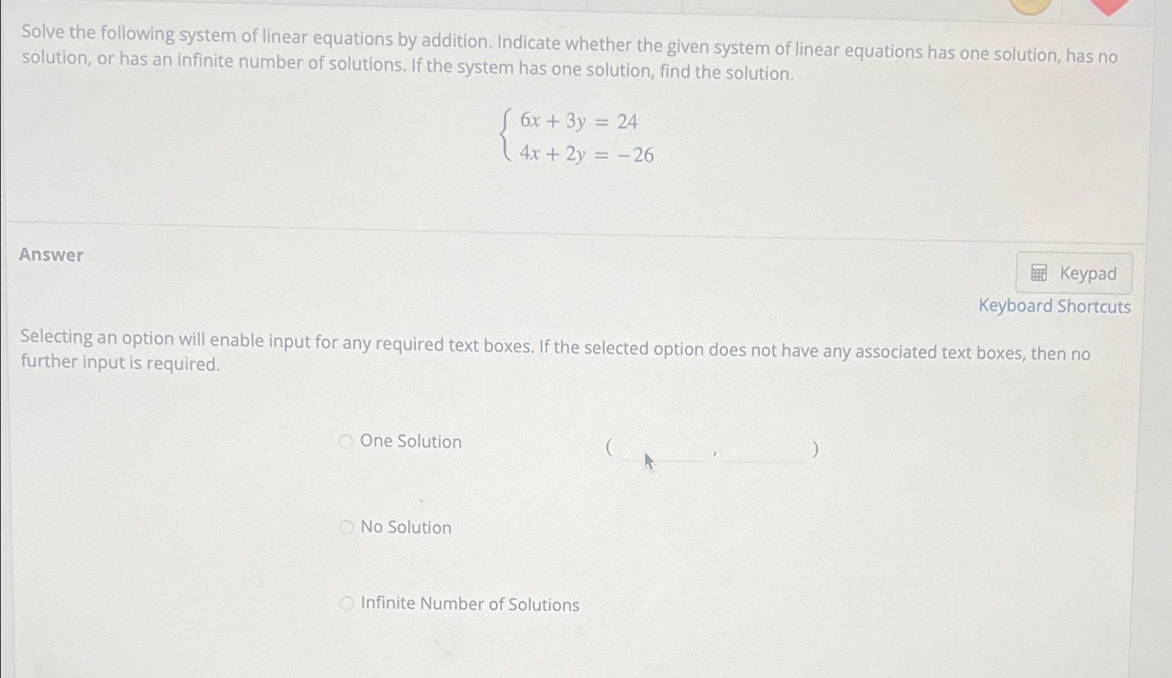 Solved Solve the following system of linear equations by | Chegg.com