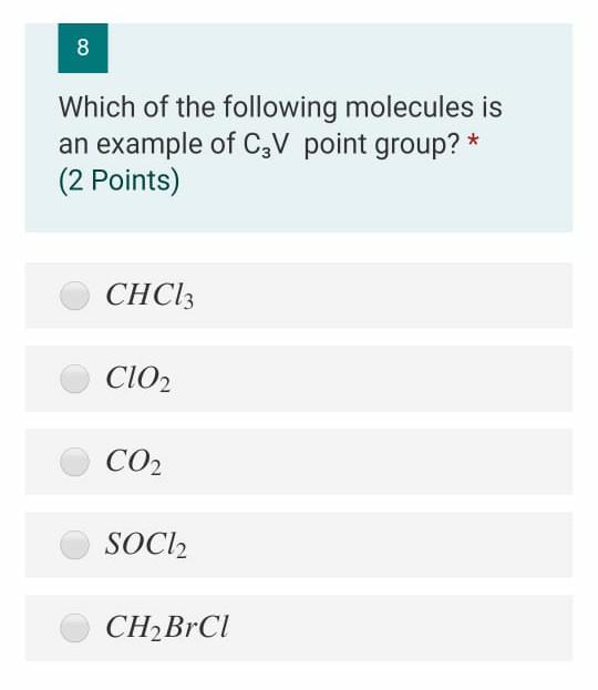 Solved 8 Which of the following molecules is an example of | Chegg.com