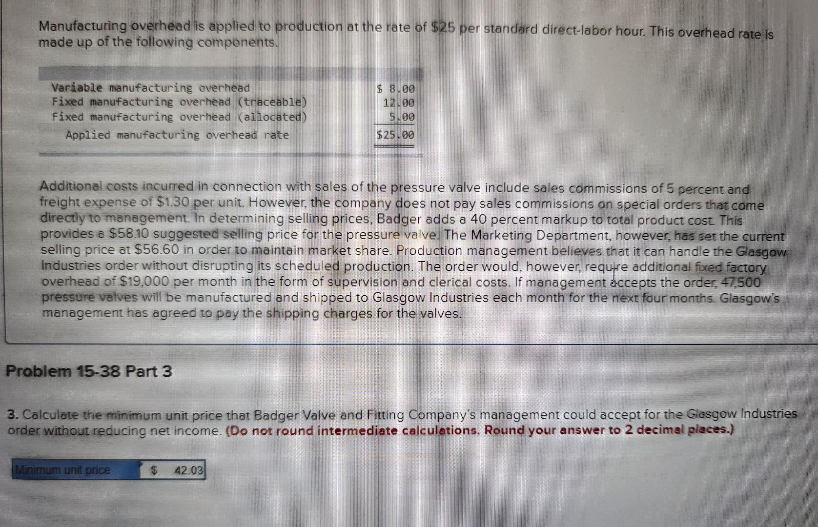 Solved Required information Problem 15-38 Pricing a Special | Chegg.com
