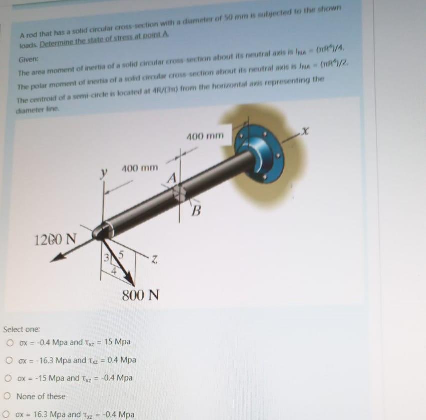 Solved A rod that has a solid circular cross-section with a | Chegg.com