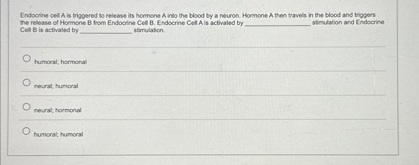 Solved Endocrine cell A ﻿is triggered to release its hormone | Chegg.com