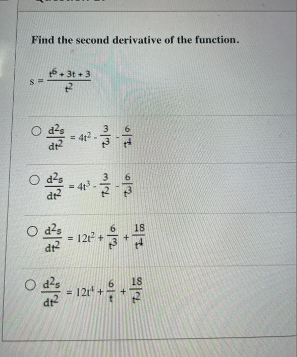 Solved Find the second derivative of the function. | Chegg.com