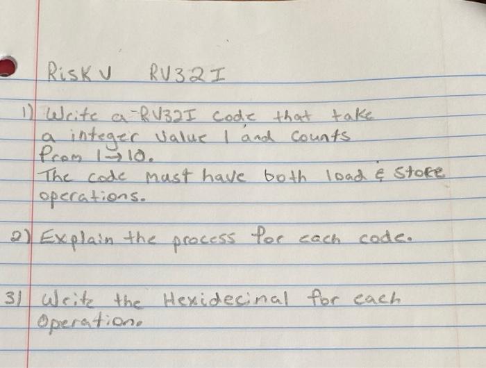 Solved Risku RU32 I 1) Write a RV32I code that take a | Chegg.com