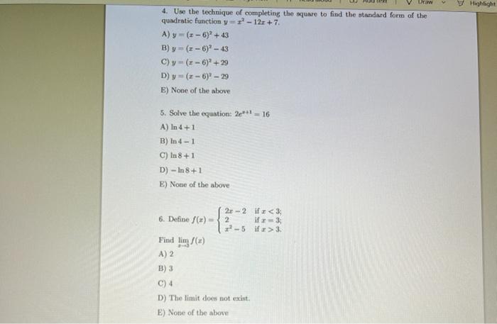 Solved 4. Use the technique of completing the square to find | Chegg.com