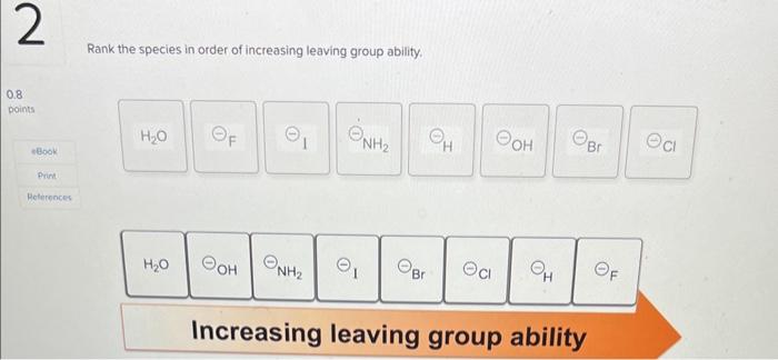 Solved Rank the species in order of increasing leaving group | Chegg.com
