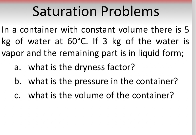 Solved Saturation ProblemsIn a container with constant | Chegg.com