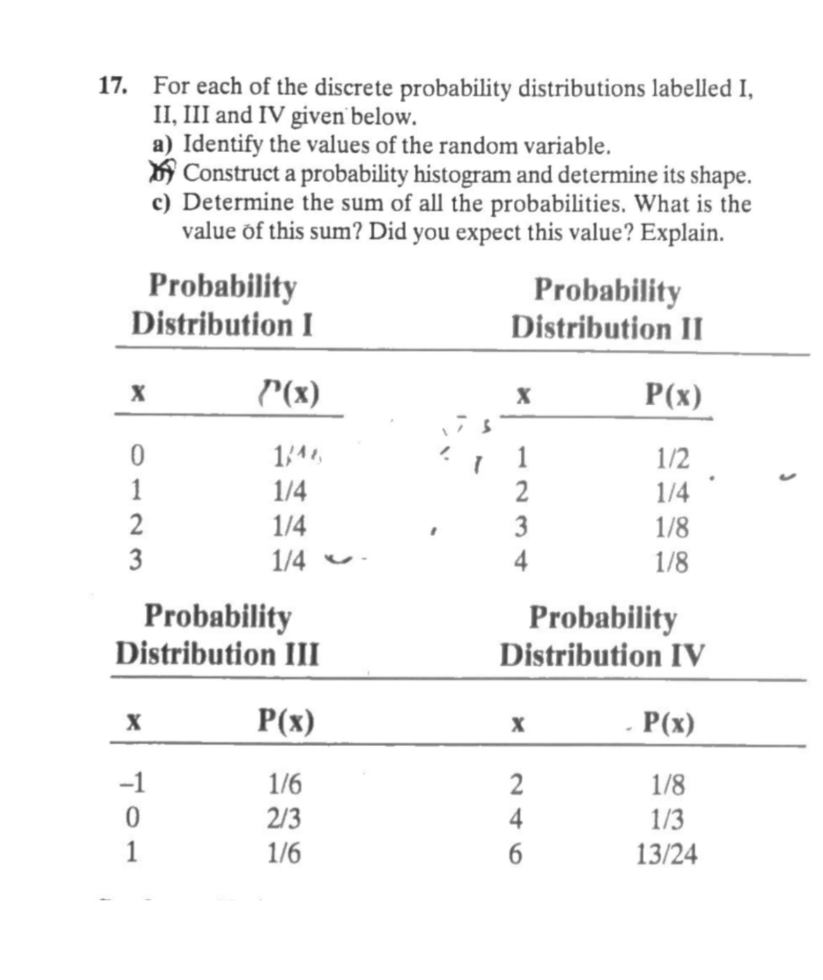 Solved For each of the discrete probability distributions | Chegg.com