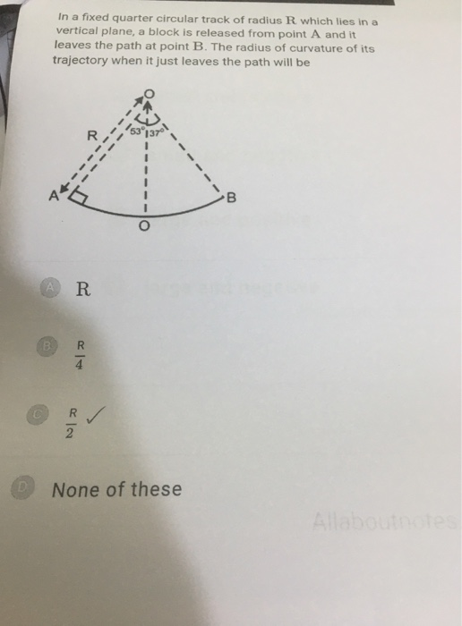 Solved In a fixed quarter circular track of radius R which | Chegg.com