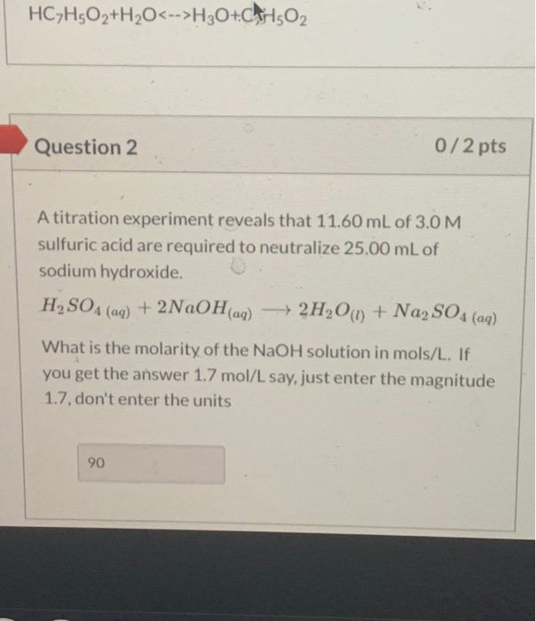 Solved HC,H,O2+H2O H3O+CH3O2 Question 2 0/2 pts A | Chegg.com