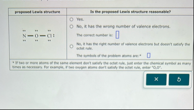 Solved \table[[proposed Lewis structure,Is the proposed | Chegg.com