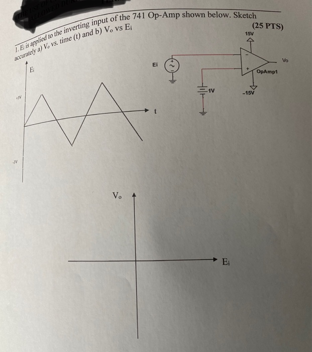 Solved 1. E is applied to the inverting input of the 741 | Chegg.com