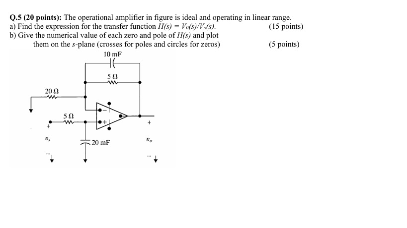 Solved Q. 5 (20 points): The operational amplifier in | Chegg.com Solved Q. 5 (20 points): The operational amplifier in | Chegg.com