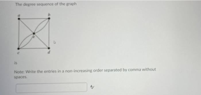 Solved The degree sequence of the graph D is Note: Write the | Chegg.com