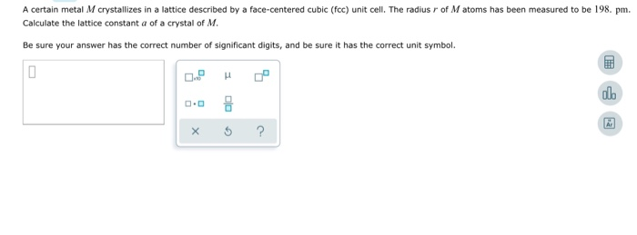 Solved A certain metal M crystallizes in a lattice described | Chegg.com