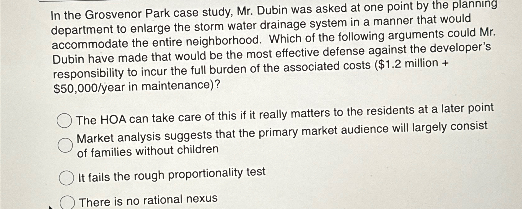 Solved In the Grosvenor Park case study, Mr. ﻿Dubin was | Chegg.com