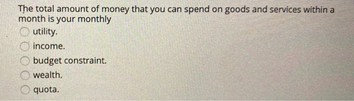 Solved The total amount of money that you can spend on goods | Chegg.com