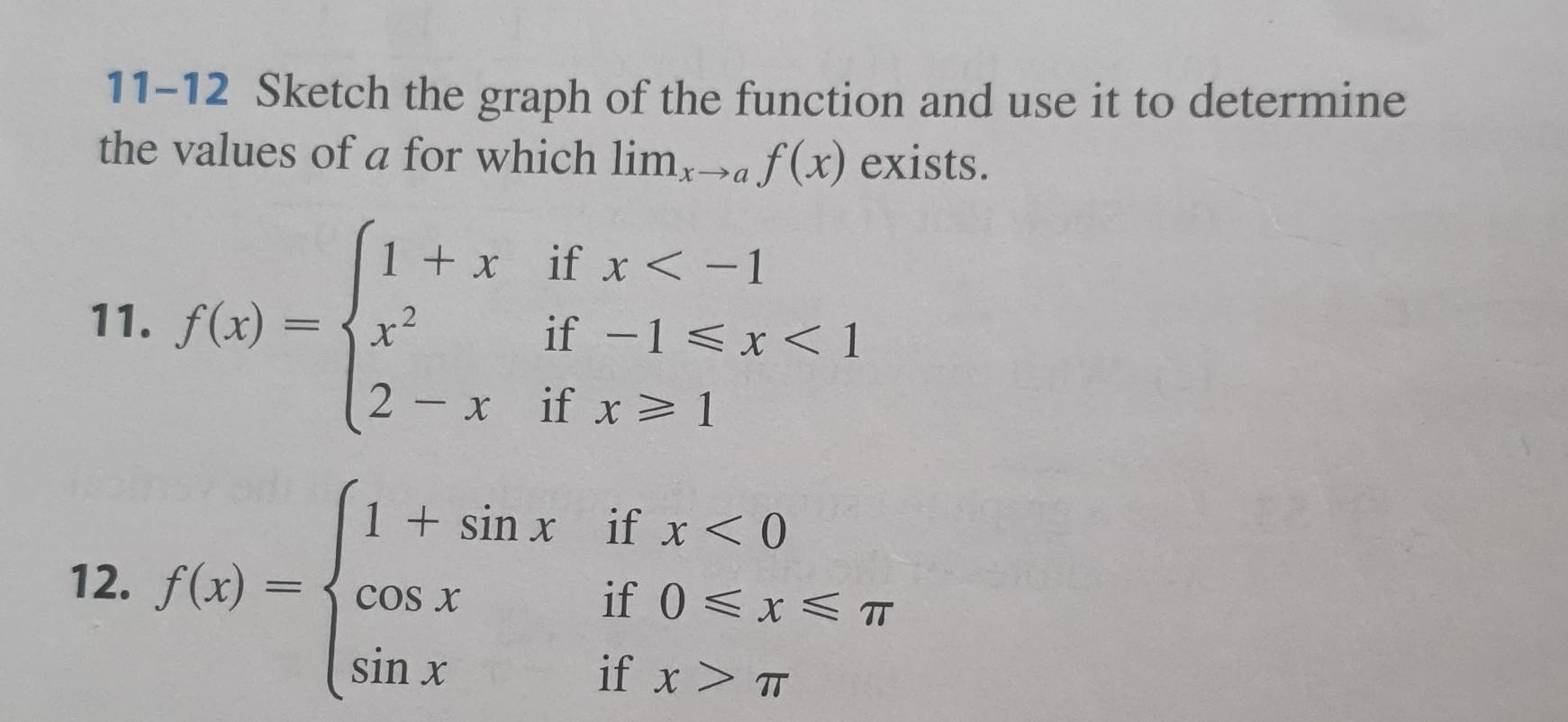 Solved 11-12 Sketch the graph of the function and use it to | Chegg.com