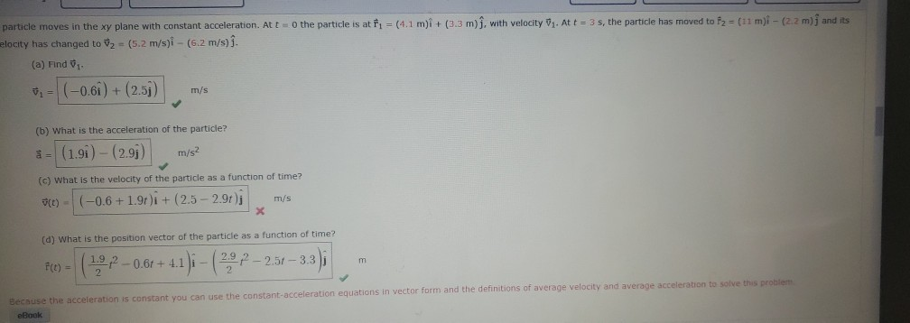 Solved particle moves in the xy plane with constant | Chegg.com