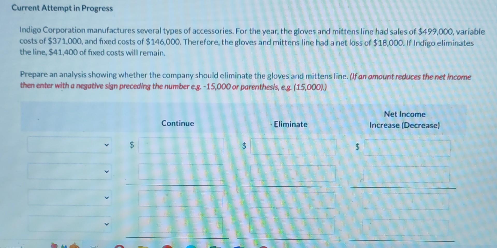 Solved Current Attempt in Progress Indigo Corporation | Chegg.com
