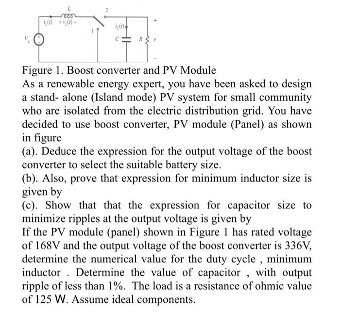 Solved Figure 1. Boost converter and PV Module As a | Chegg.com