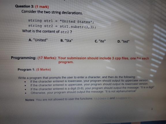 Solved Program 2 6 Marks Write A Program That Prompts The 0427