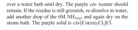 Solved Experimental Part 1: Preparation trans −COCo(Cn2Cl2Cl | Chegg.com