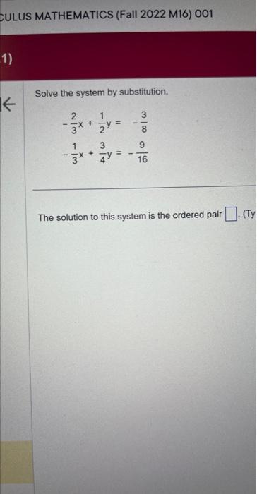 Solved EULUS MATHEMATICS (Fall 2022 M16) 001 1) Solve the | Chegg.com