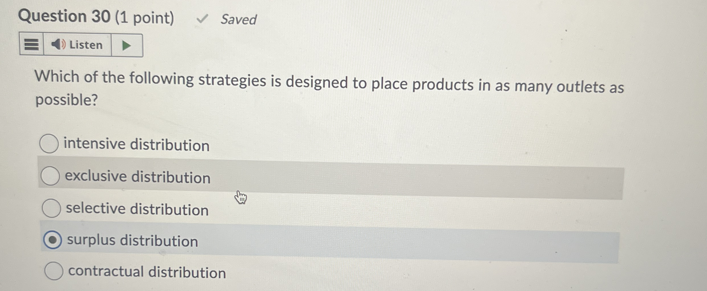 Solved Question 30 (1 ﻿point) ﻿SavedWhich of the following | Chegg.com