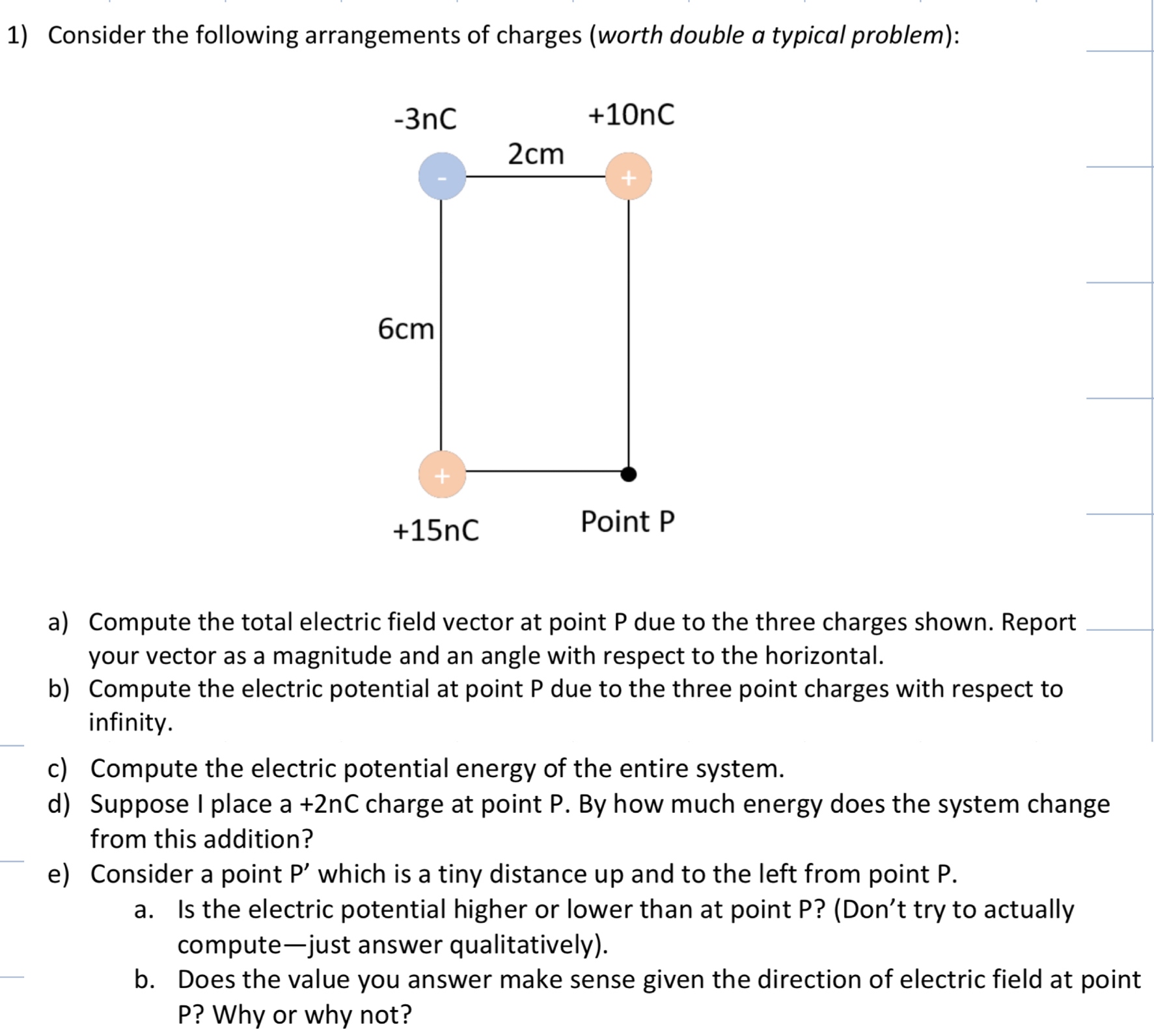 Solved Consider the following arrangements of charges:a) | Chegg.com