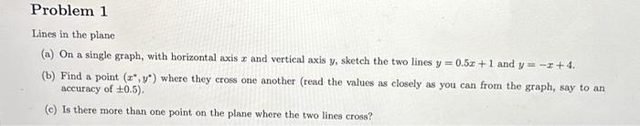 Solved Problem 1 Lines in the plane (a) On a single graph, | Chegg.com