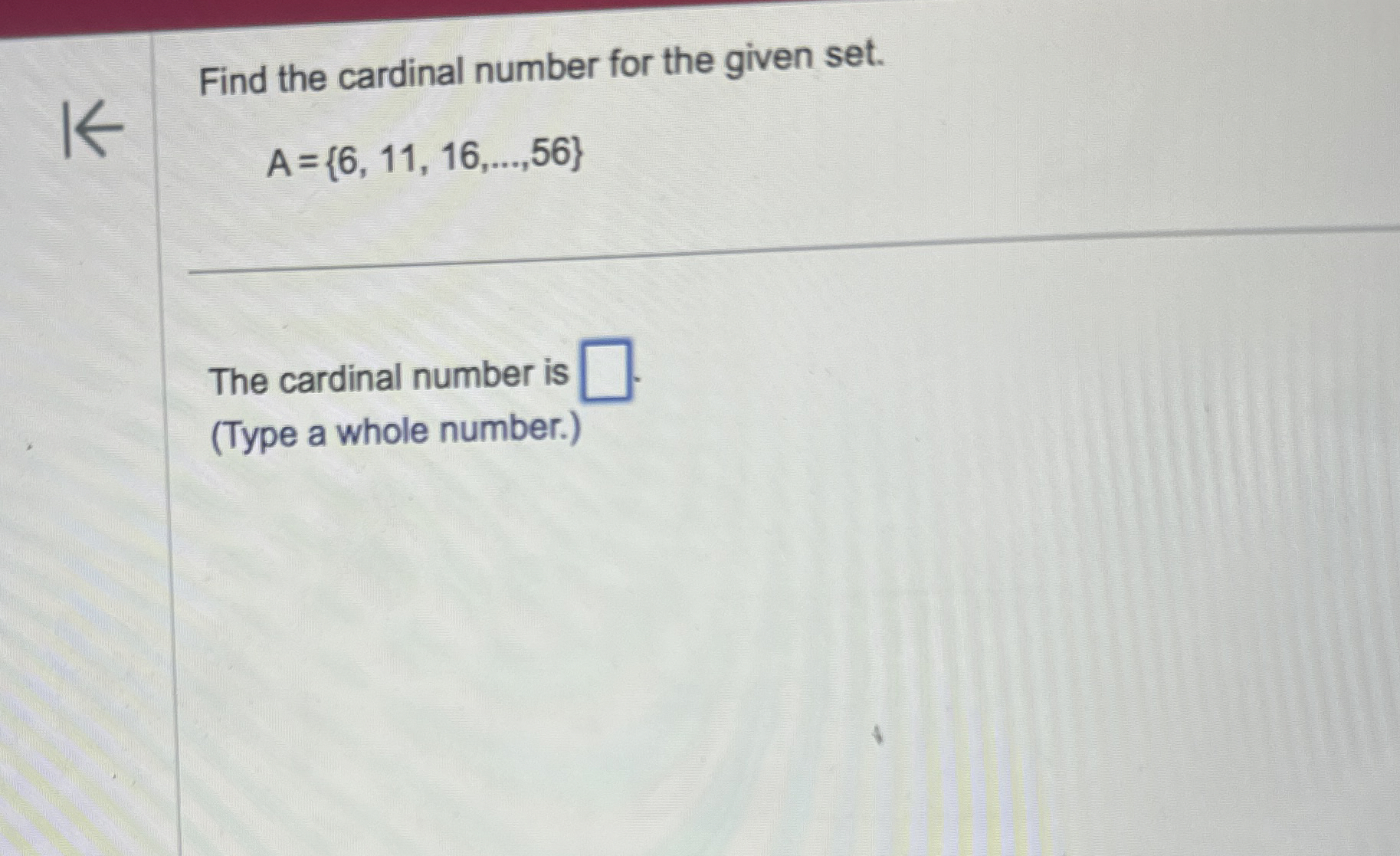 Solved Find the cardinal number for the given | Chegg.com