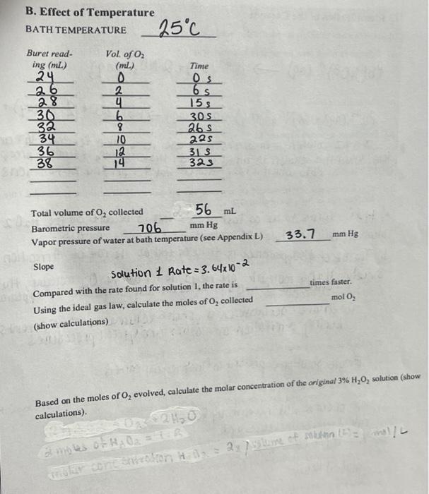 Solved B. Effect of Temperature BATH TEMPERATURE 25∘C Total | Chegg.com