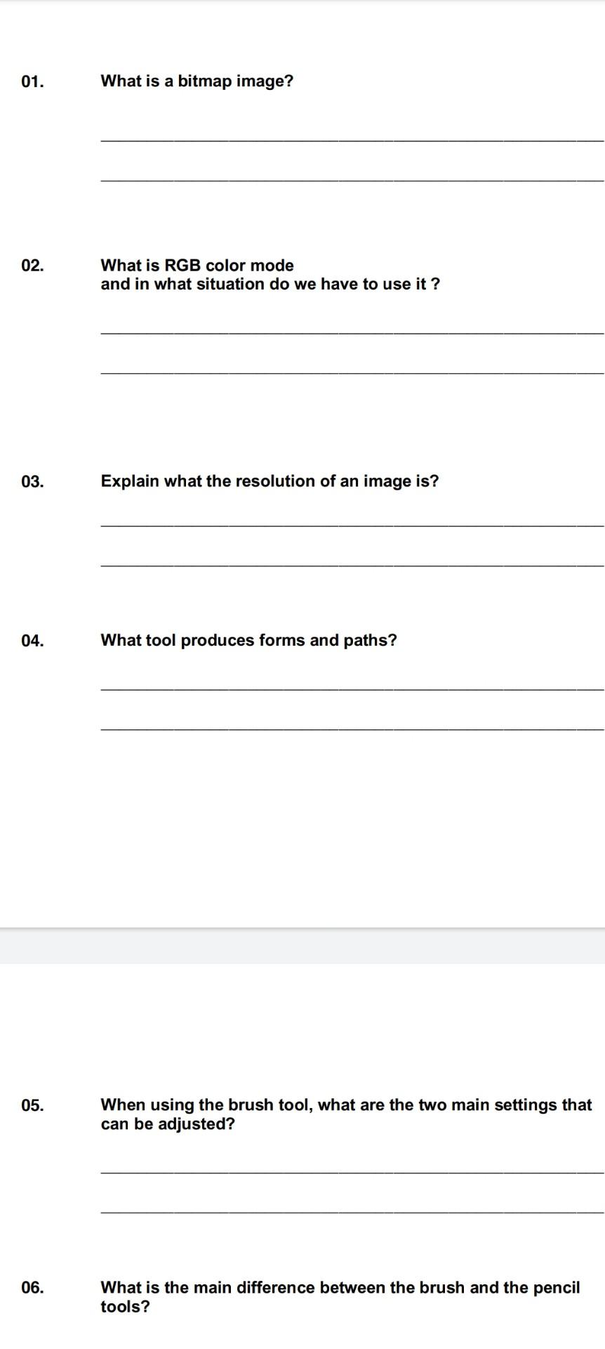 Solved 01. What is a bitmap image? 02. What is RGB color | Chegg.com