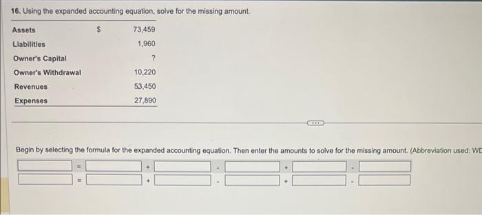 Solved 16. Using the expanded accounting equation, solve for | Chegg.com